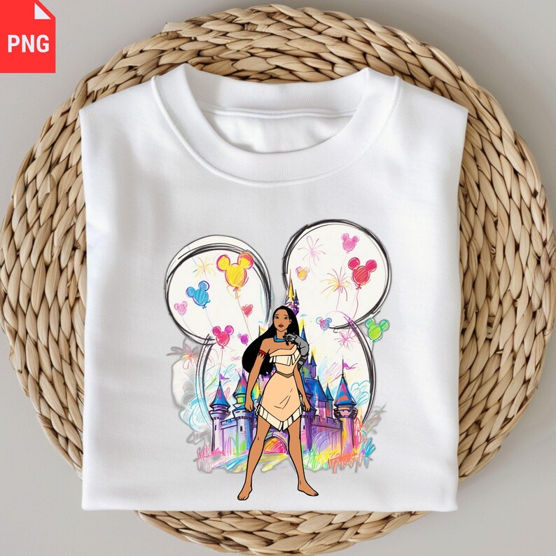 Pocahontas Png Set, Princess Clipart With Castle and Minnie Bow ...