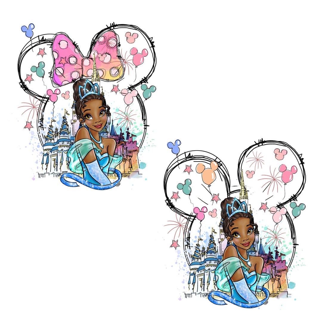 Princess Tiana Castle Ears Png Set, Fairytale Fireworks Clipart, Cute ...