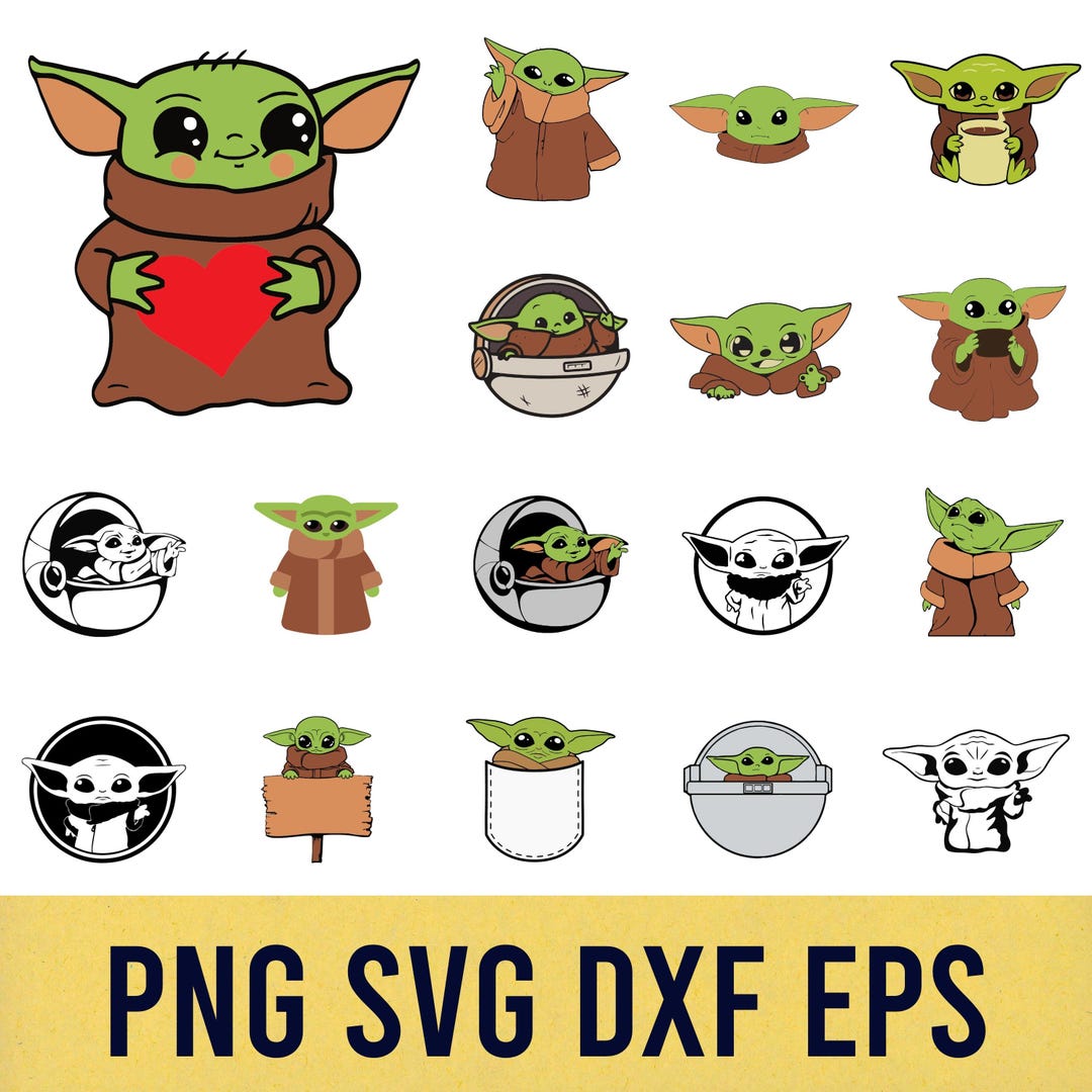 Grogu Love Clipart Bundle, Baby Yoda With Heart, Mug & Cradle Moments ...