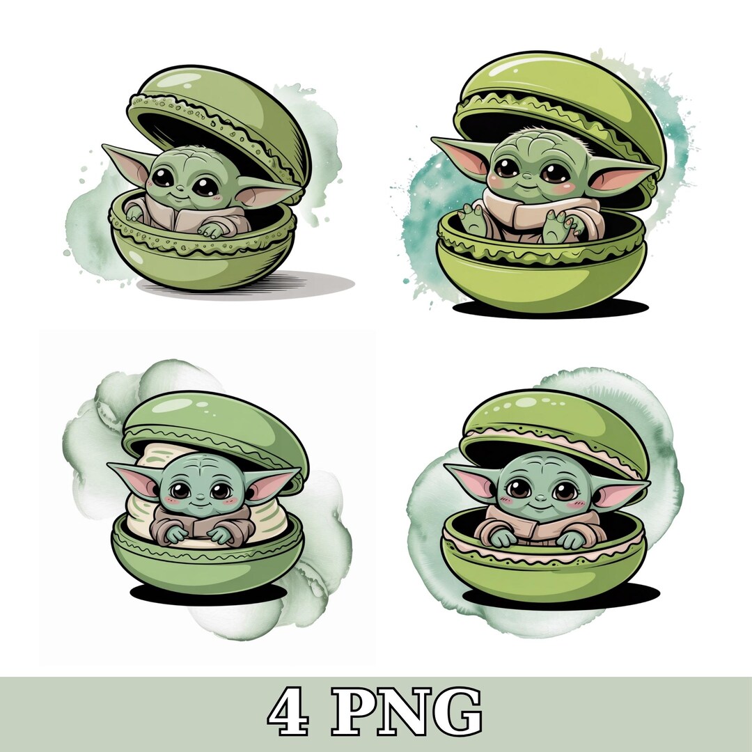 Whimsical Baby Yoda Macaron Bundle – Cute Grogu Dessert Png Files for ...