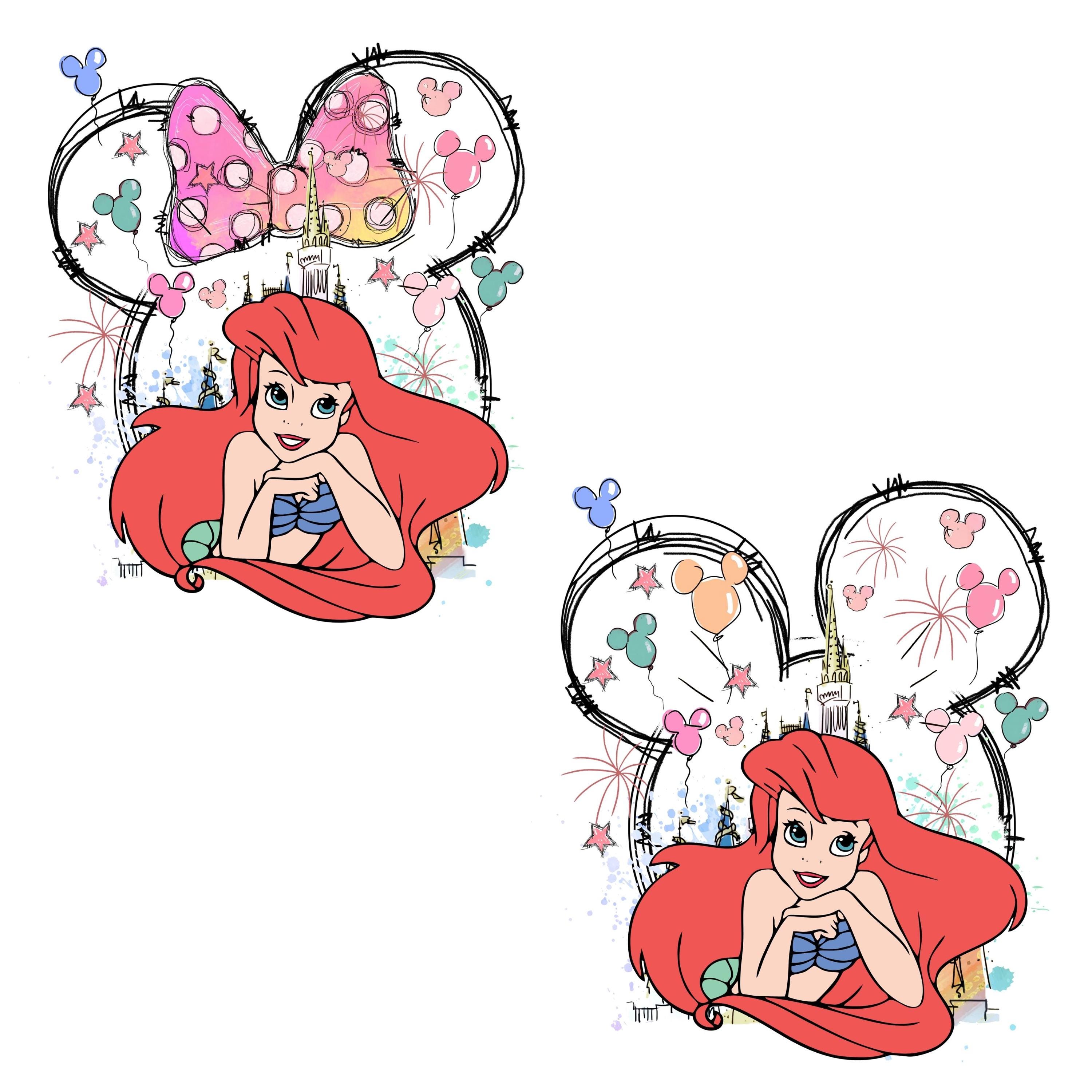 Ariel Castle Fireworks Png, Red Hair Princess Castle Design, Cute Mouse ...