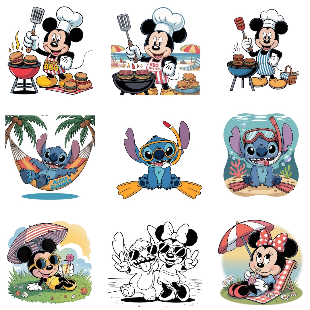 Summer Png Bundle, BBQ Mickey Clipart, Snorkeling Stitch Png, Beach ...
