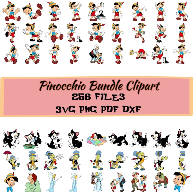 250+ Pinocchio SVG Png Clipart Bundle, Fairy Tale Characters, Jiminy ...