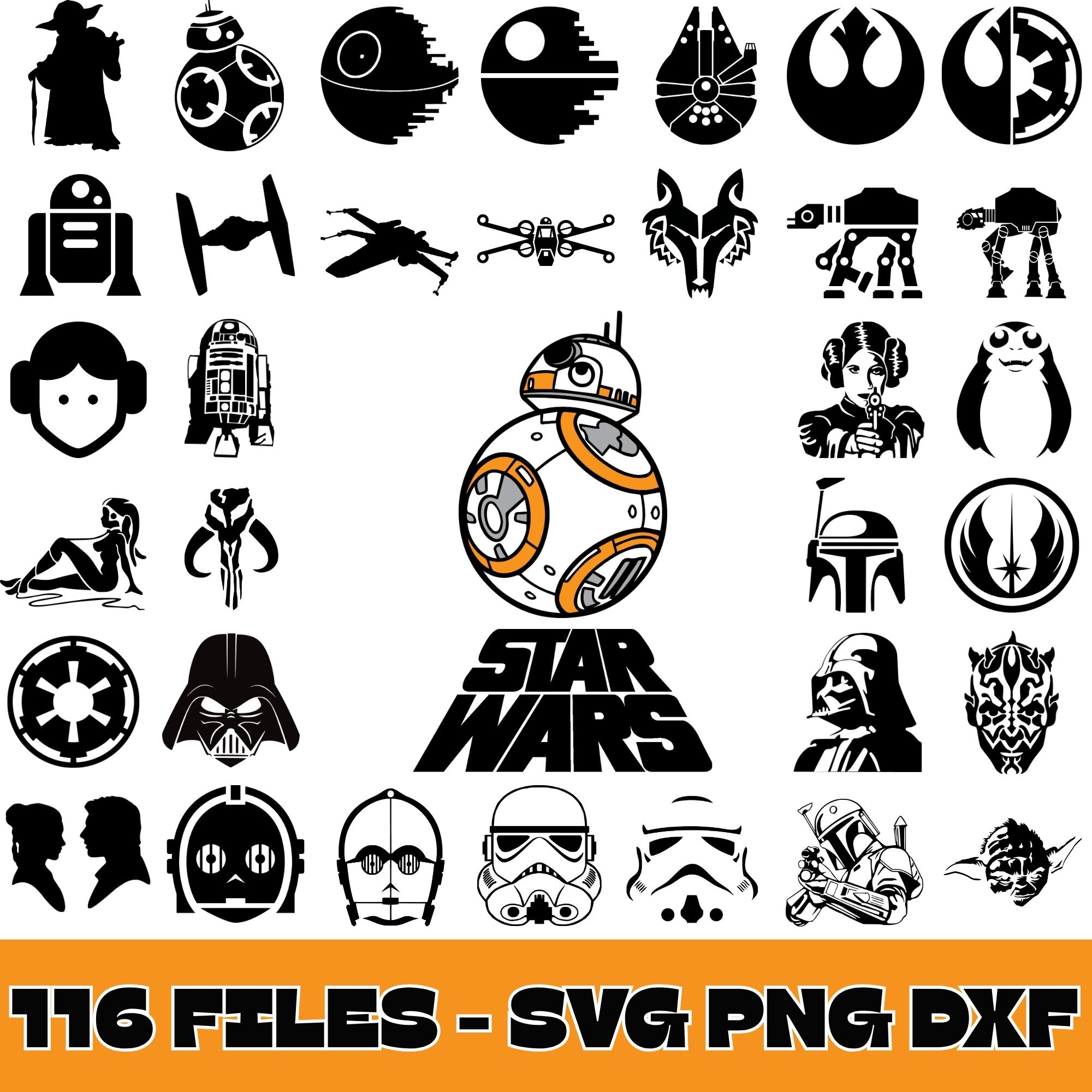 116 Files Star Wars Svg Bundle, Galactic Clipart Pack, Droid & Fighter ...