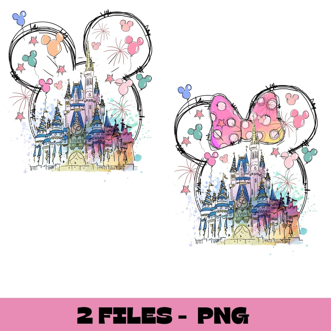 Watercolor Mouse Castle Png Bundle, Soft Color Kingdom Art, Mouse Ear ...