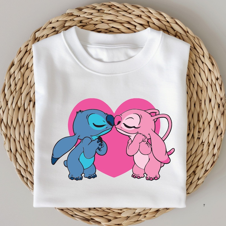 Stitch and Angel Couple Svg, Valentine Hug Clipart Png, Kissing ...