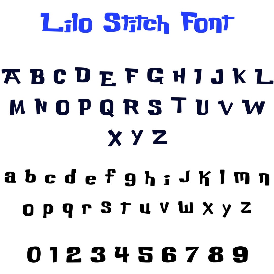 Lilo Stitch Alphabet Font for Cricut, Cartoon Letter Set With TTF File ...