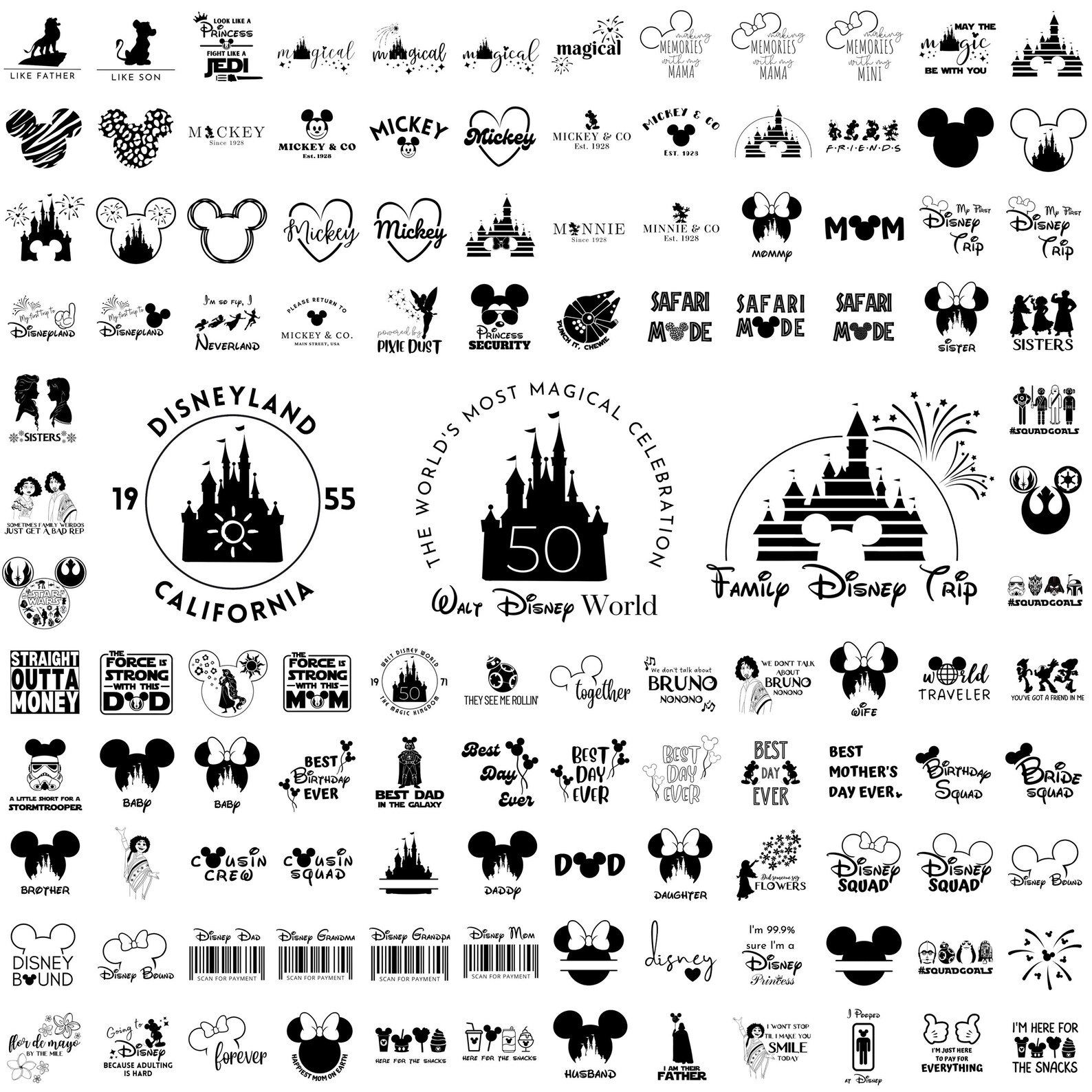 Family Vacation Mega Bundle, Mickey Minnie Quotes Icons Svg Set, Cricut ...