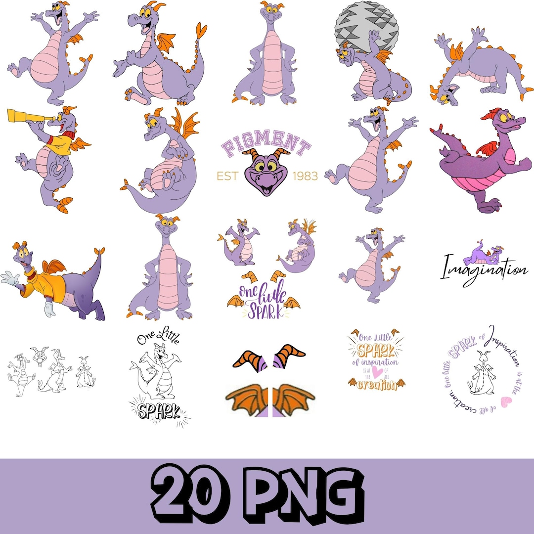 20 Png Figment Bundle, Purple Dragon Clipart, One Little Spark Png ...