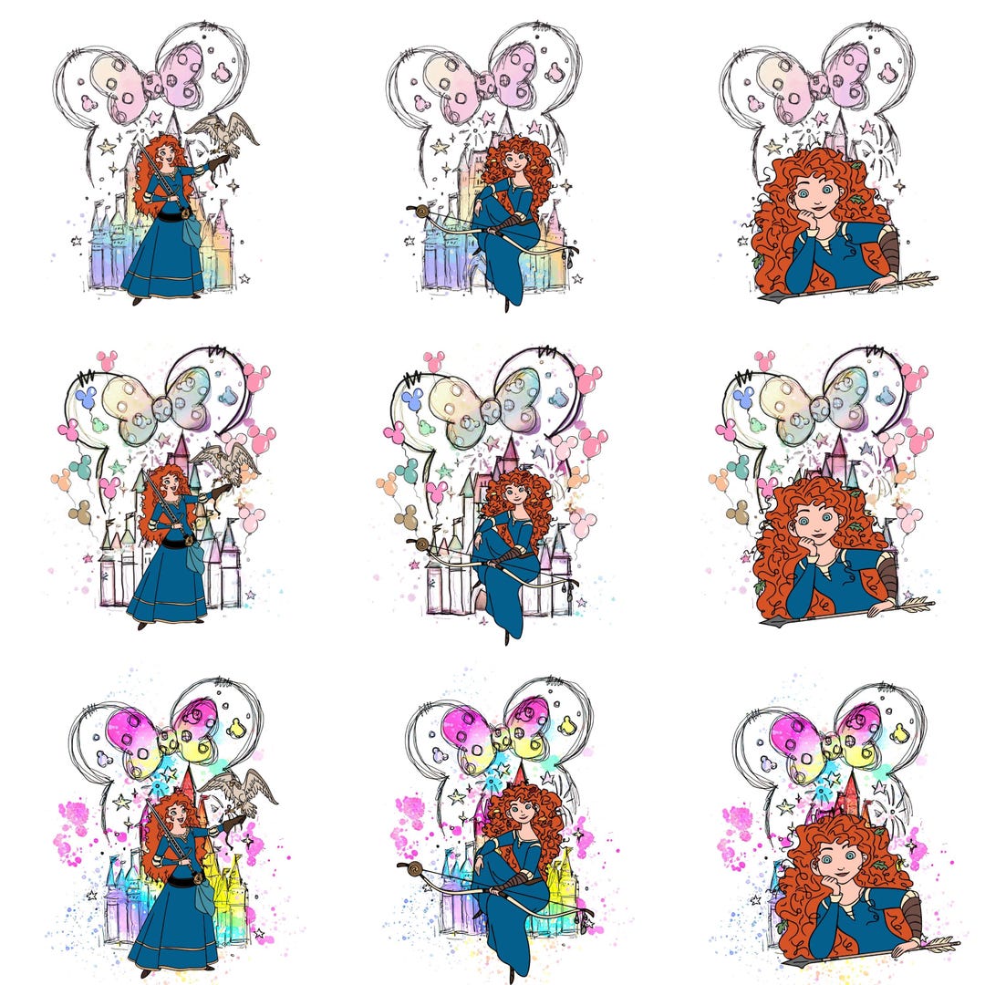 Merida Png Bundle, Brave Scottish Princess Castle Minnie Ears Clipart ...