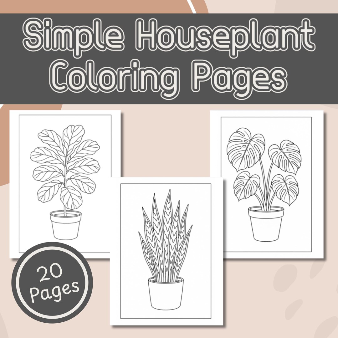 Simple Houseplant Coloring Pages Printable Digital Download - Etsy