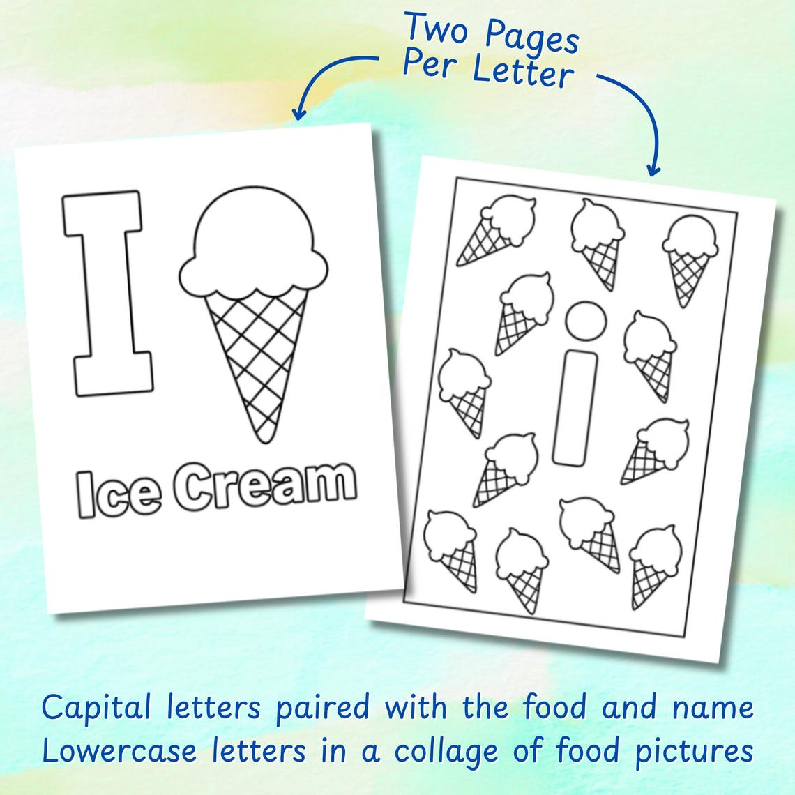 ABC Alphabet Food Coloring Pages Printable Digital Download - Etsy