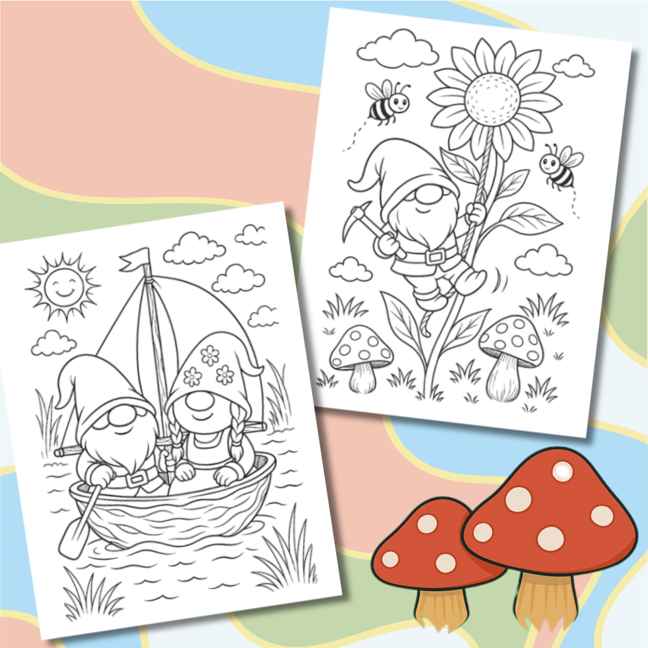 Adventurous Gnomes Color Pages Printable Digital Download - Etsy