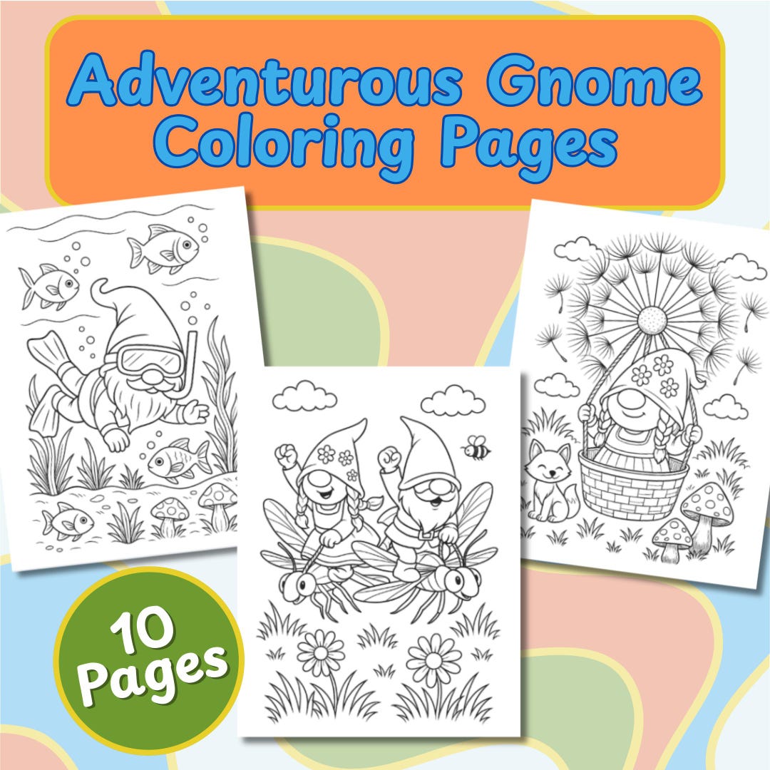 Adventurous Gnomes Color Pages Printable Digital Download - Etsy