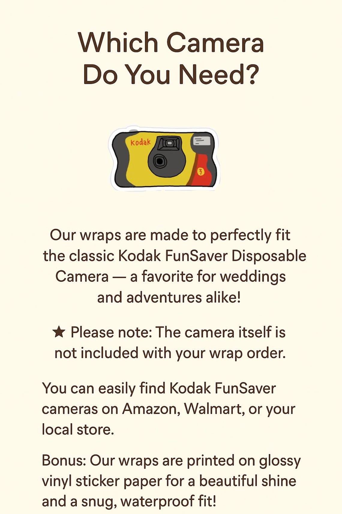 Custom Wedding Camera Wrap: Black & White Kodak Funsaver Sticker - Etsy