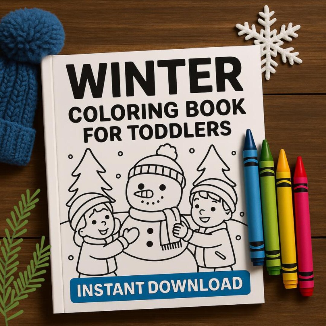Winter Coloring Book for Children: Easy Printable Activity (instant ...