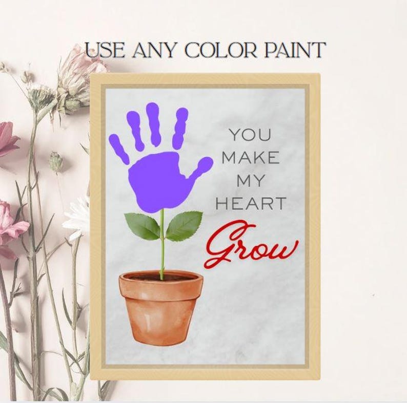 Personalized Handprint Flower Keepsake - DIY Gift for Valentines Day ...
