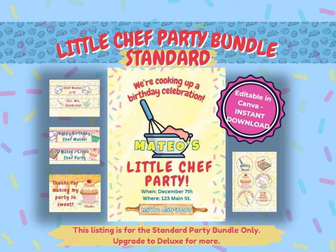 Little Chef Birthday Party Printables: Standard Bundle (instant ...