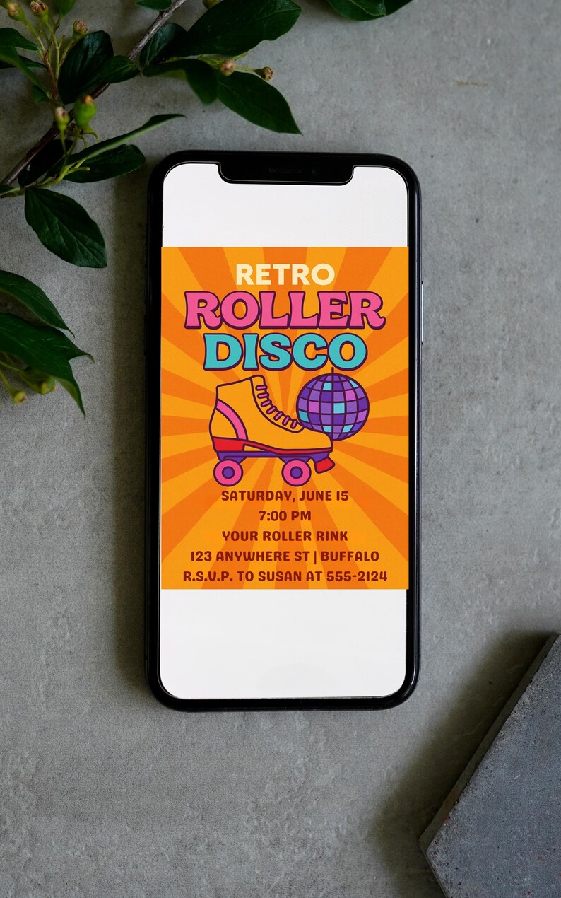Editable Roller Disco Dance Party Invitation | 70s Theme Printable ...