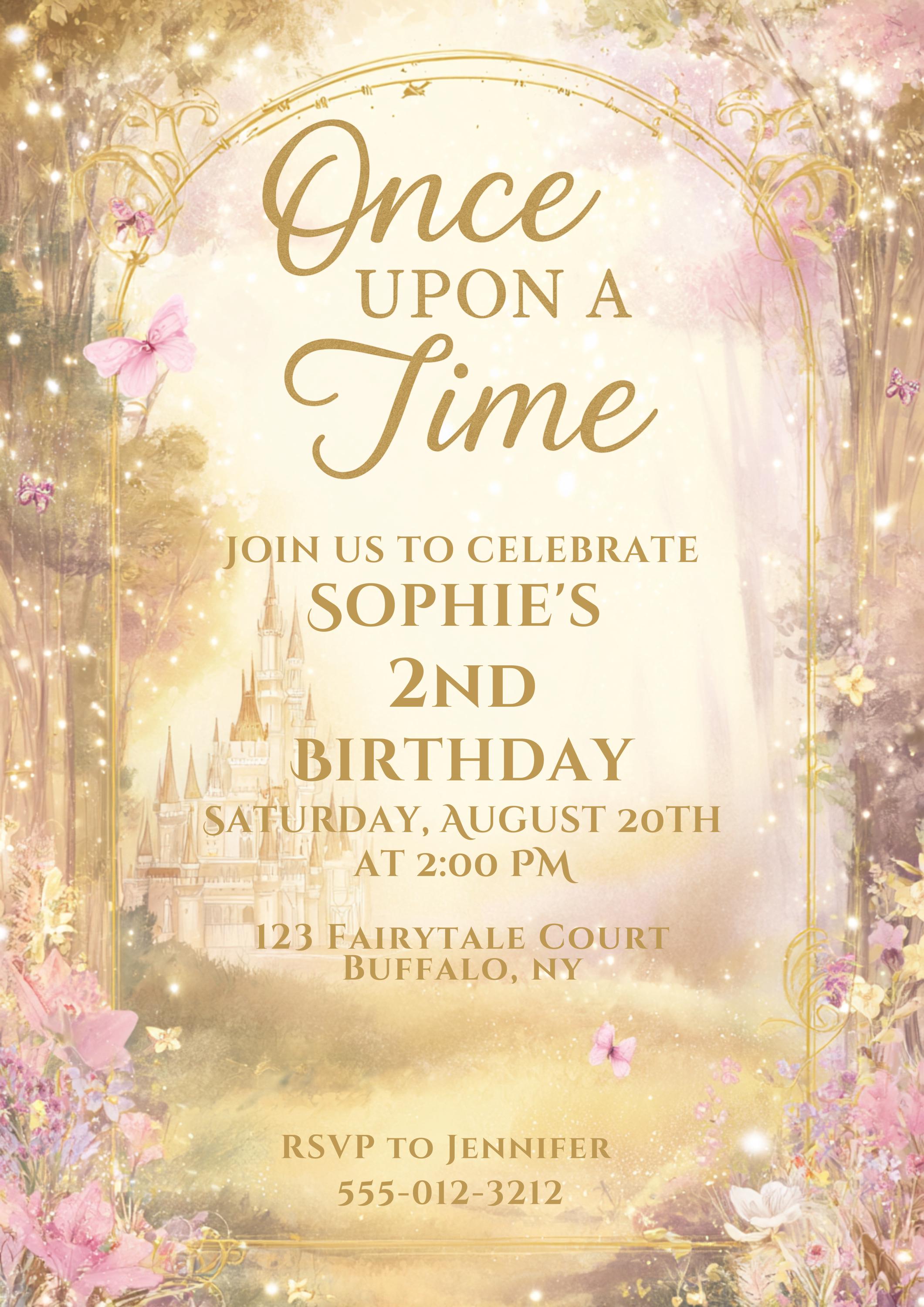 Once Upon a Time Birthday Invitation With Gift Tags, Cake Toppers, and ...