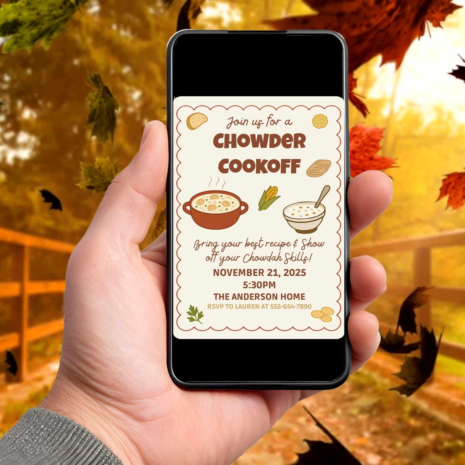 Chowder Cook-off Invitation | Editable 5x7 Canva Template | Fall ...