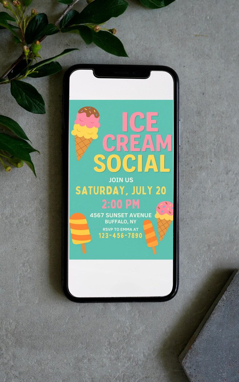 Ice Cream Social Invitation Editable | Summer Party Invite Printable ...