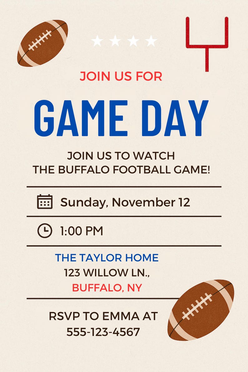 Gameday Party Invitation | Editable Canva Template | Tailgate or ...
