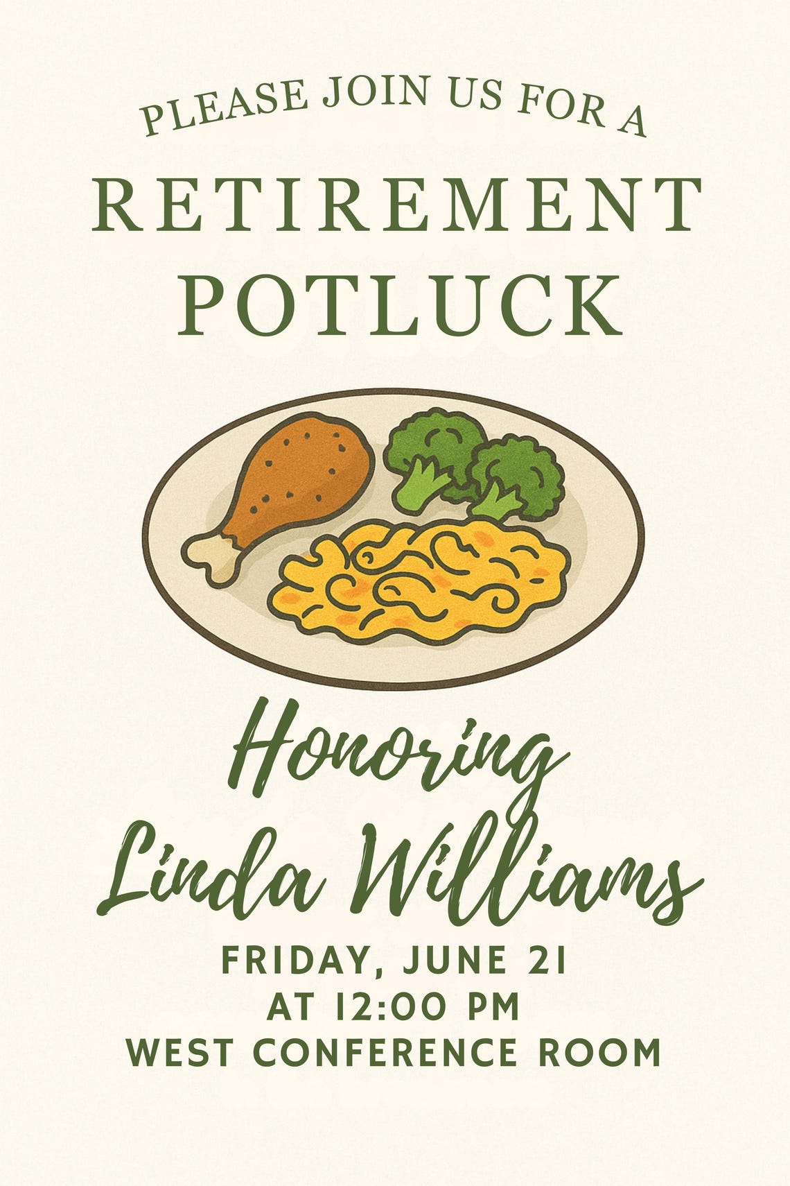 Editable Retirement Potluck Invitation | Digital Office Party Invite ...