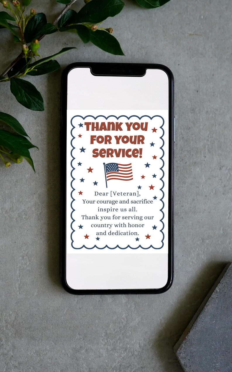 Patriotic Veterans Day Thank You Card | Printable 5x7 Digital Download ...