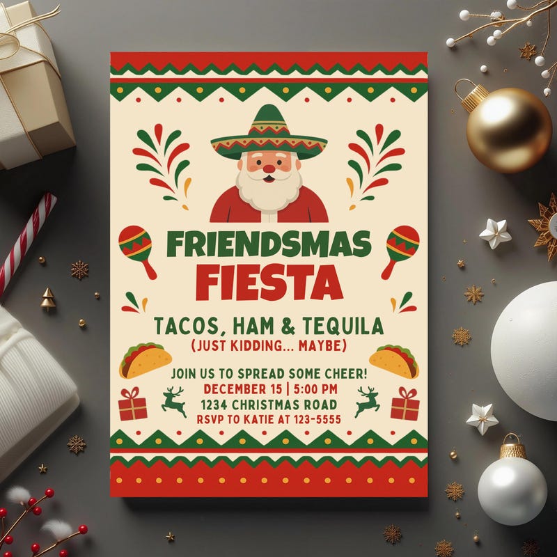 Mexican Friendsmas Invite - Etsy