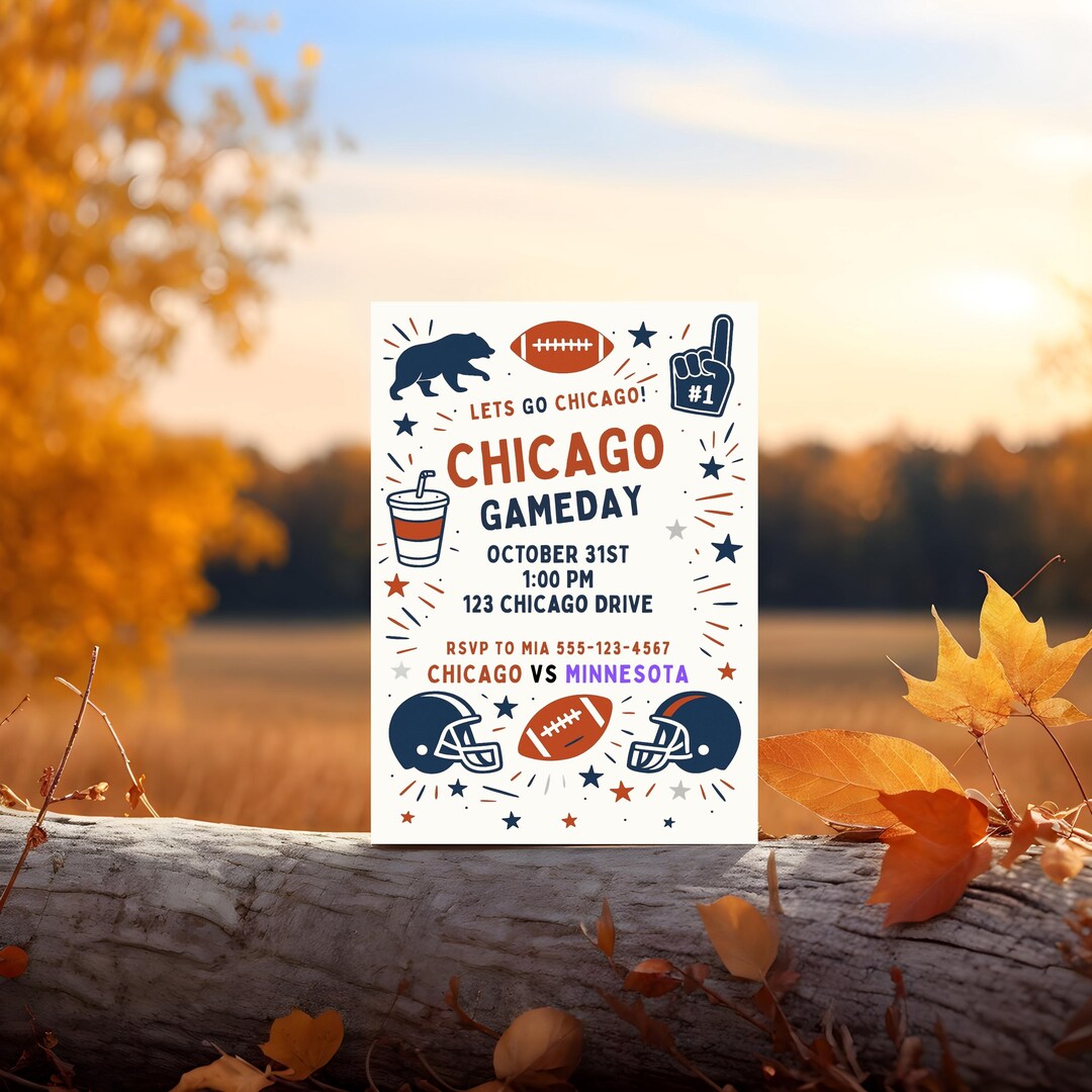 Chicago Gameday Party Invitation | Editable Canva Template | Tailgate ...
