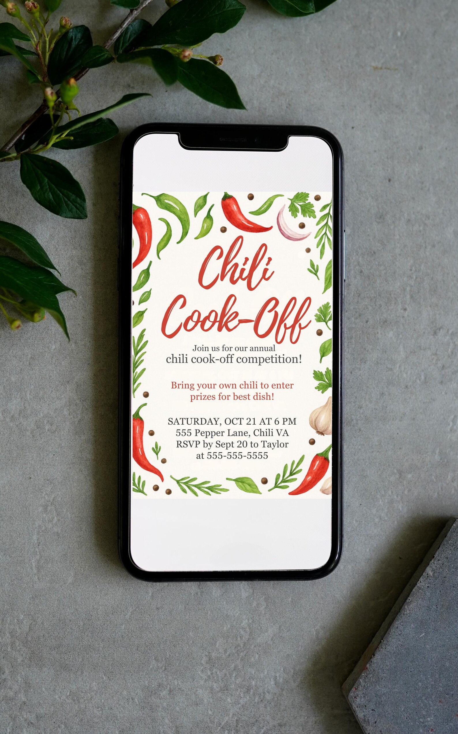 Chili Cook-off Invitation | Editable 5x7 Canva Template | Fall Potluck ...
