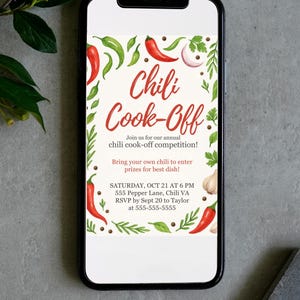 Chili Cook-off Invitation | Editable 5x7 Canva Template | Fall Potluck ...