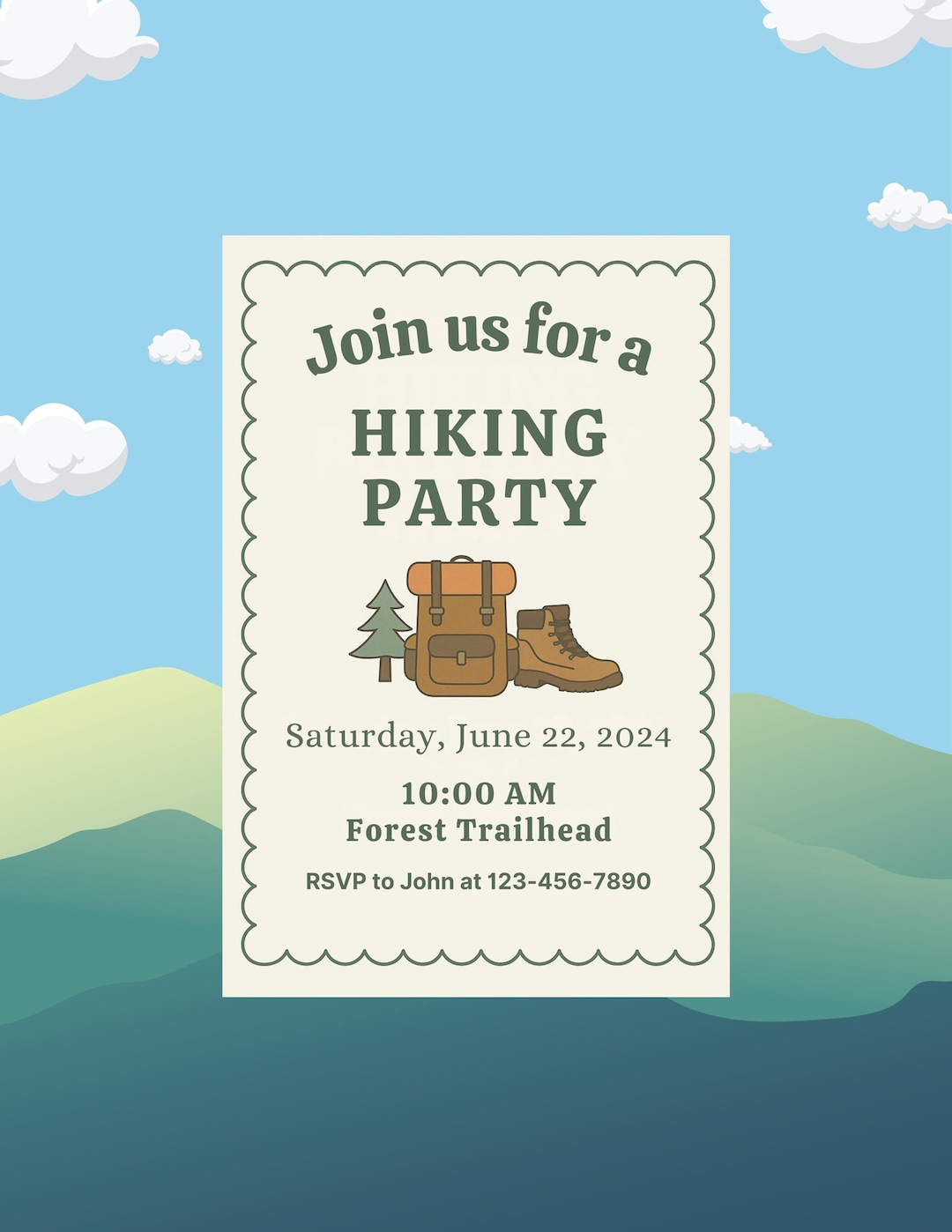 Hiking Birthday Invitation | Trail Adventure Party | 5x7 Editable Canva ...