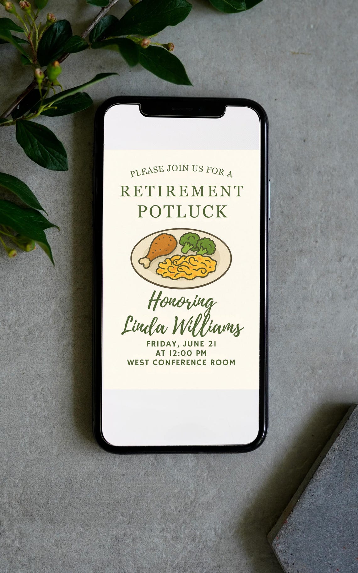 Editable Retirement Potluck Invitation | Digital Office Party Invite ...