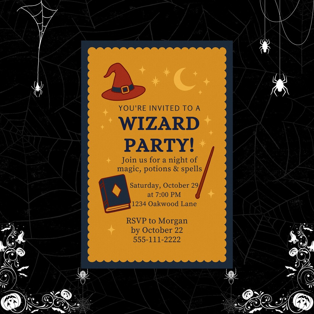 Editable Wizard Birthday Invitation | Magical School Party Digital ...