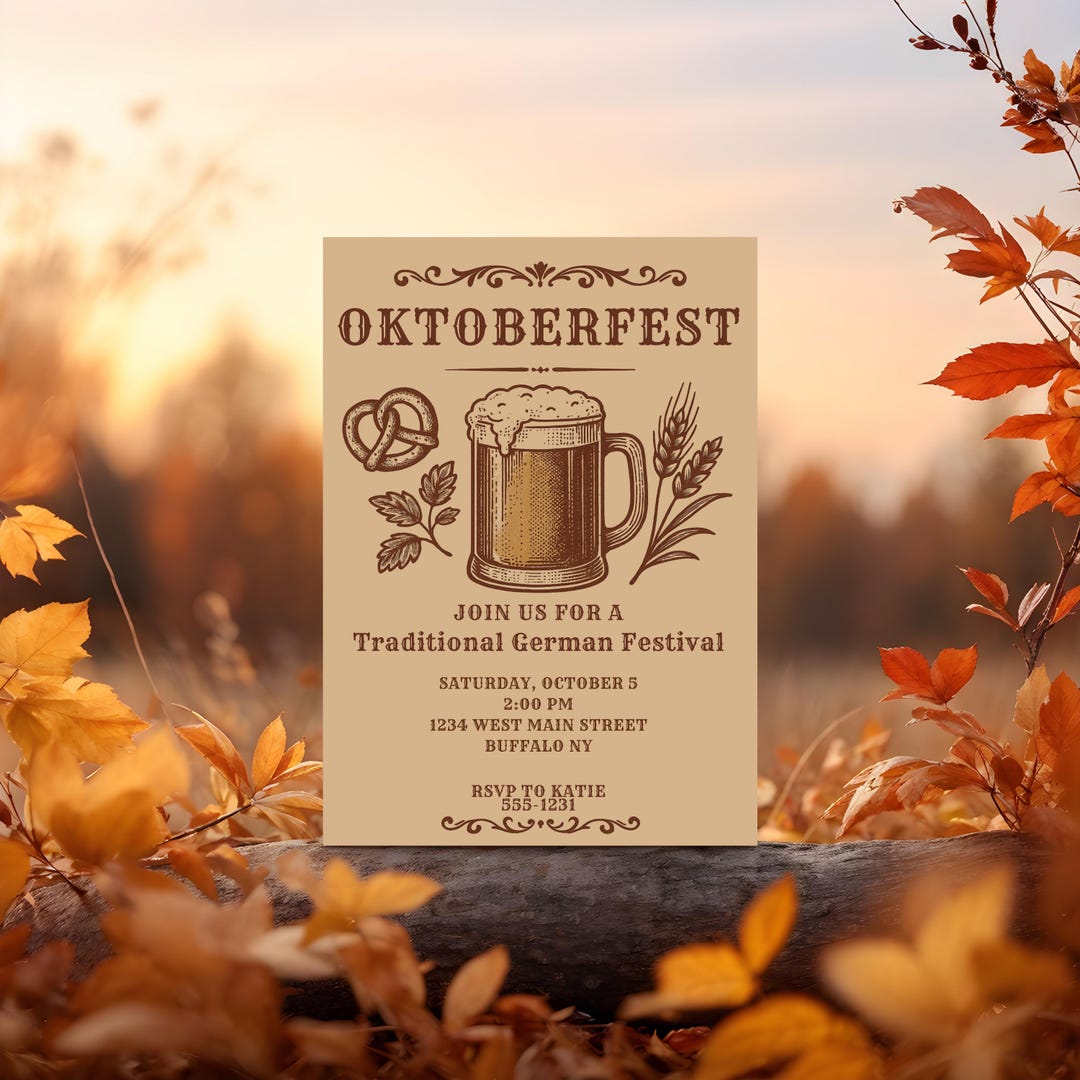 Vintage Oktoberfest Invitation, German Beer Festival Party Invite ...