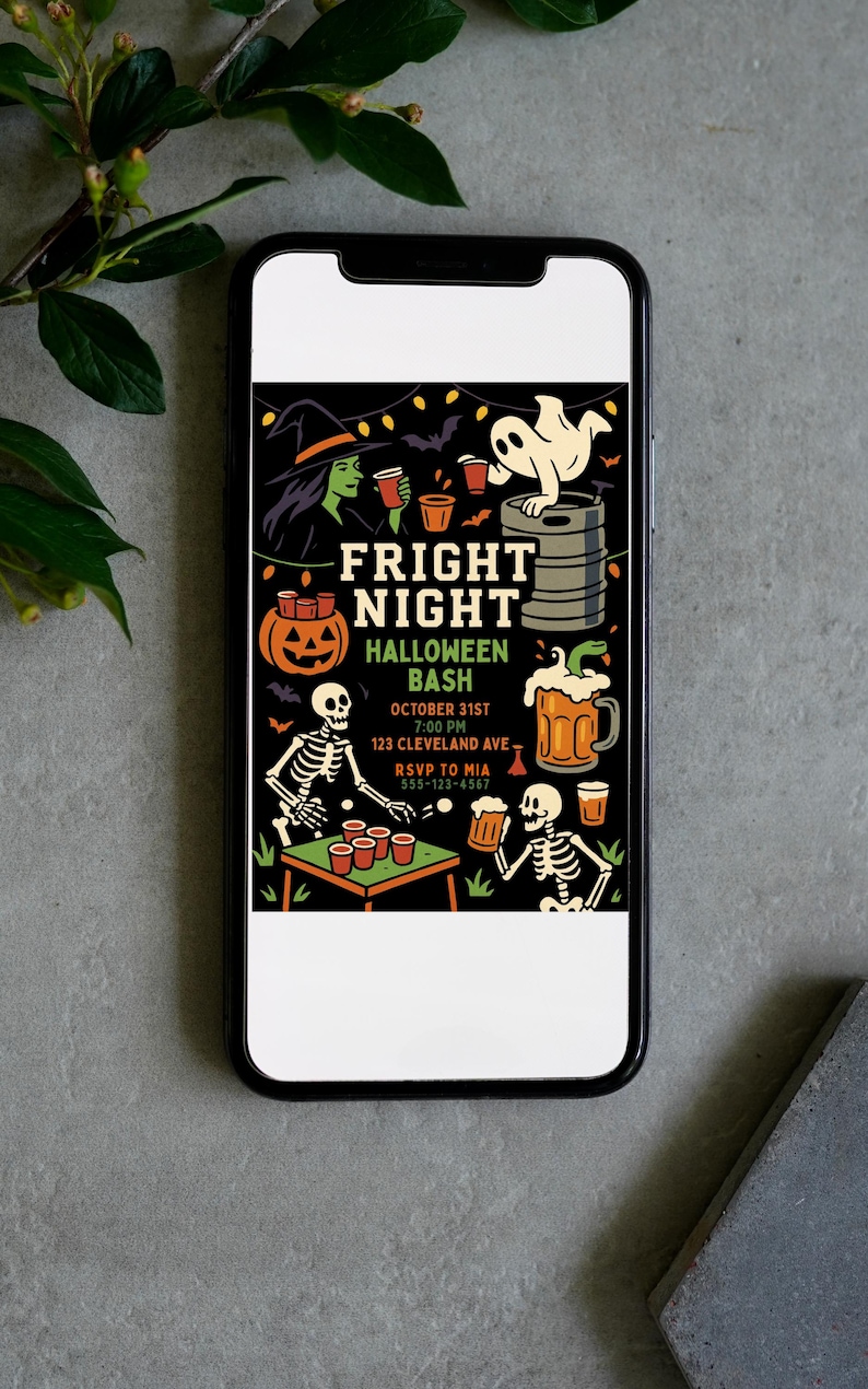 Fright Night Halloween Party Invitation, College Halloween Bash Invite ...