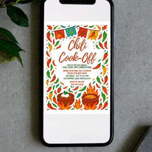 Festive Chili Cook-off Invitation | Editable 5x7 Canva Template | Fall ...