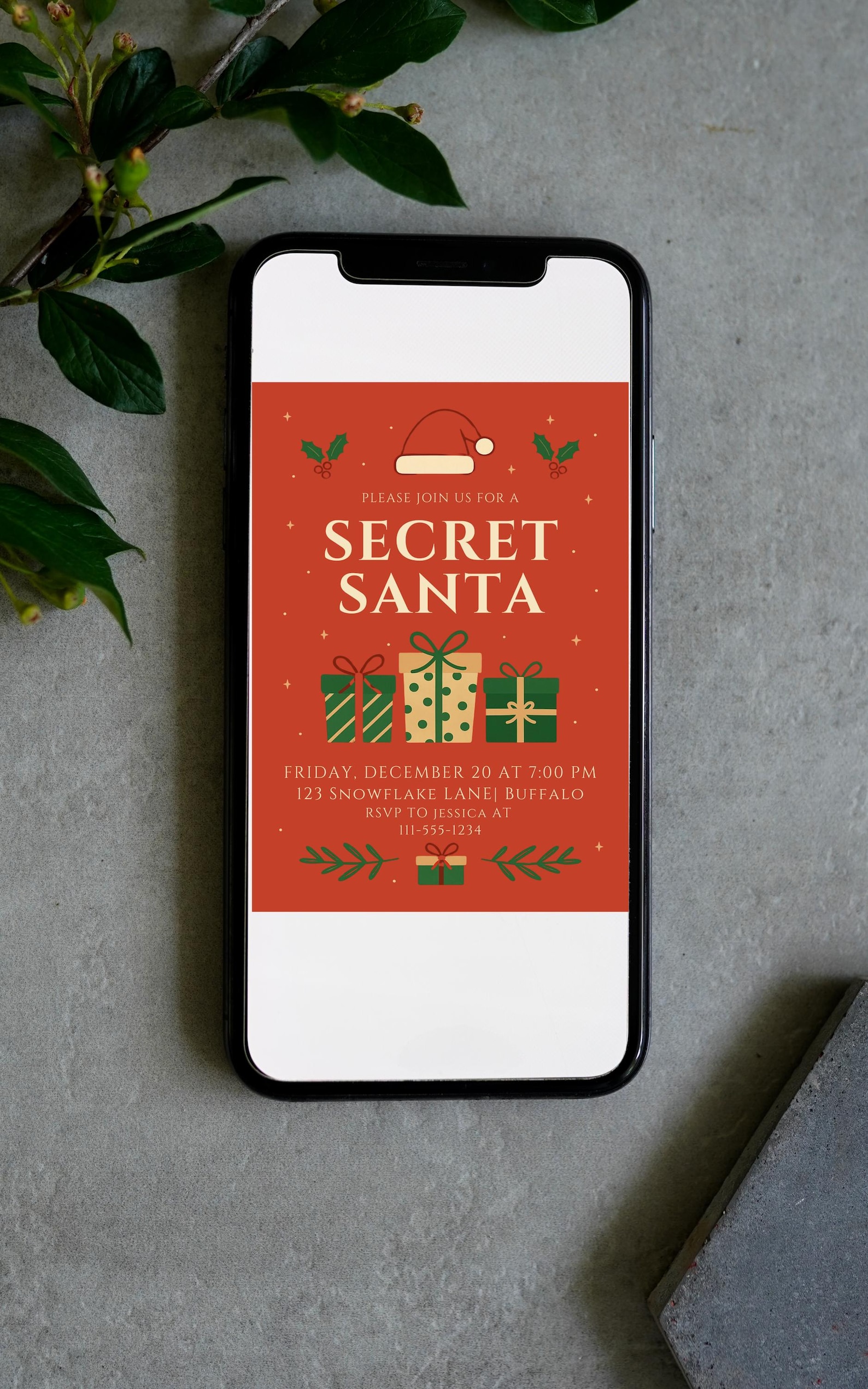 Secret Santa Party Invitation Template | Holiday Christmas Invite ...