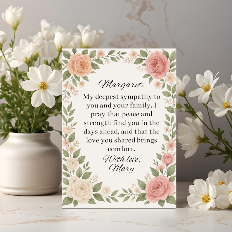 Sympathy Card | Editable Canva Template | Digital or Printable 5x7 Card ...