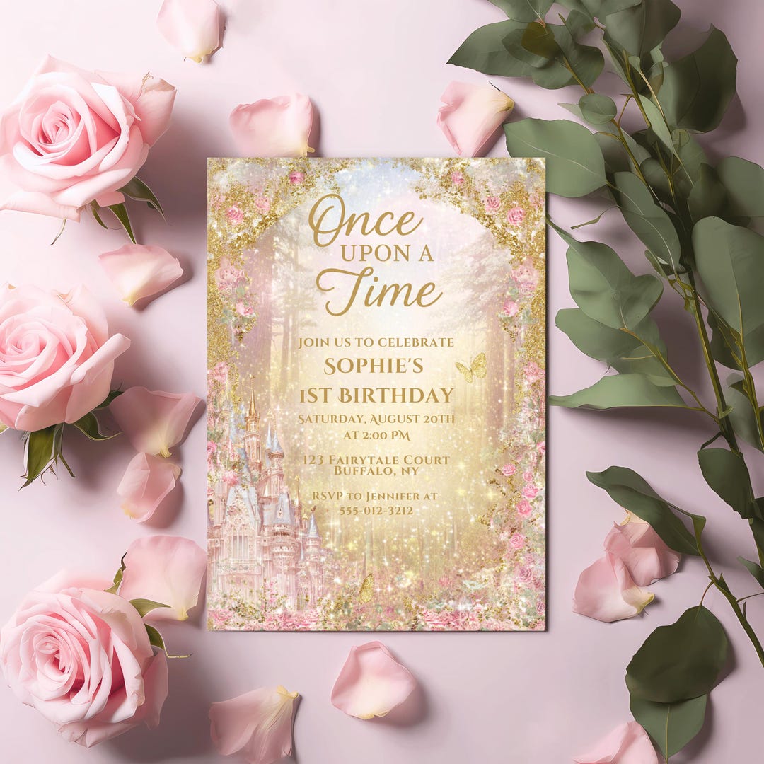 Once Upon a Time Birthday Invitation | Fairytale Princess Party Invite ...