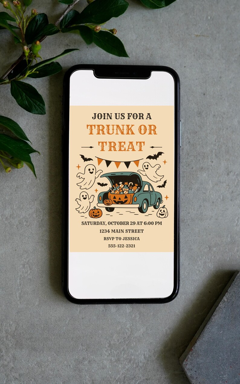 Vintage Trunk or Treat Invite | 5x7 | Editable Canva Template ...