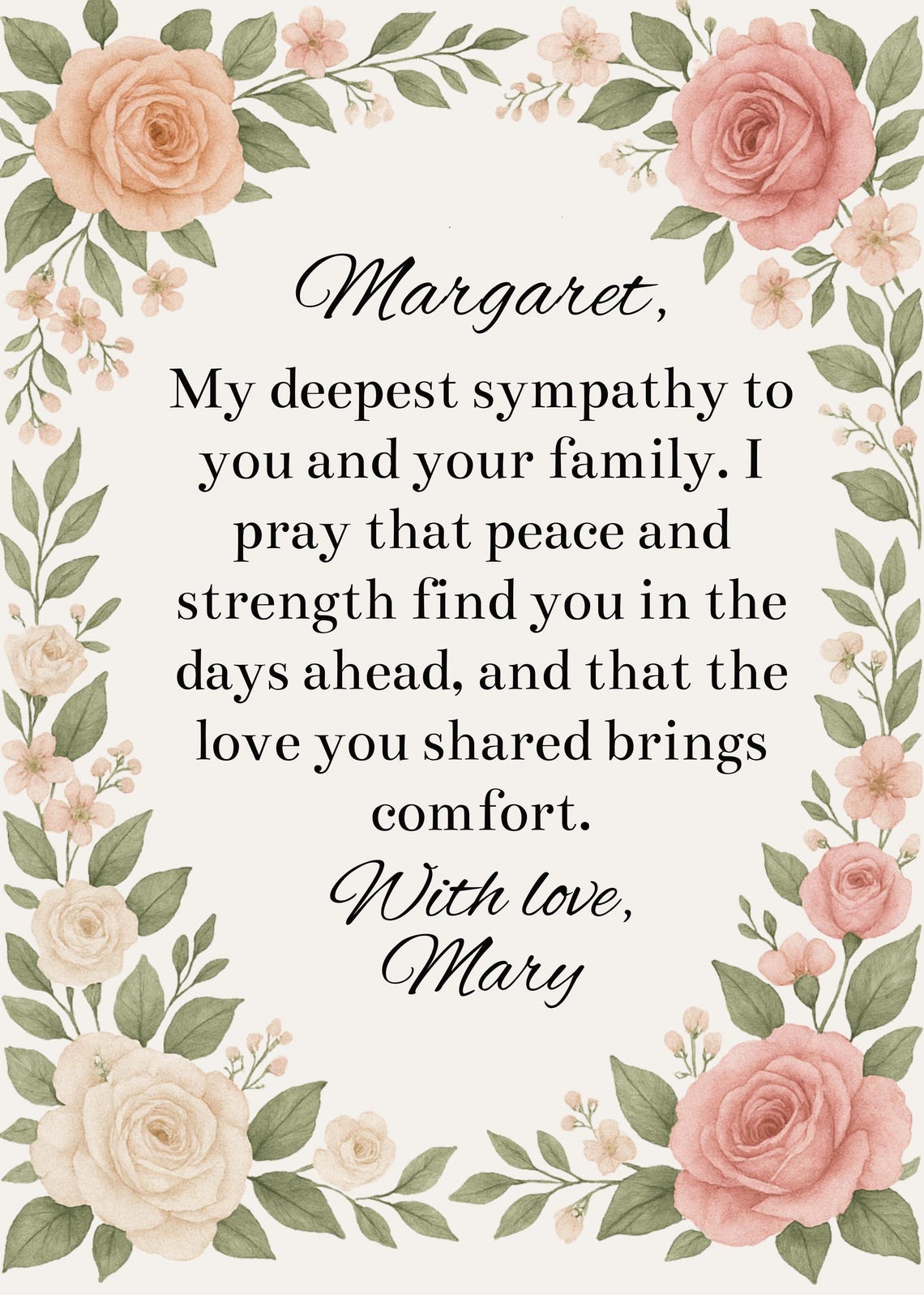 Sympathy Card | Editable Canva Template | Digital or Printable 5x7 Card ...