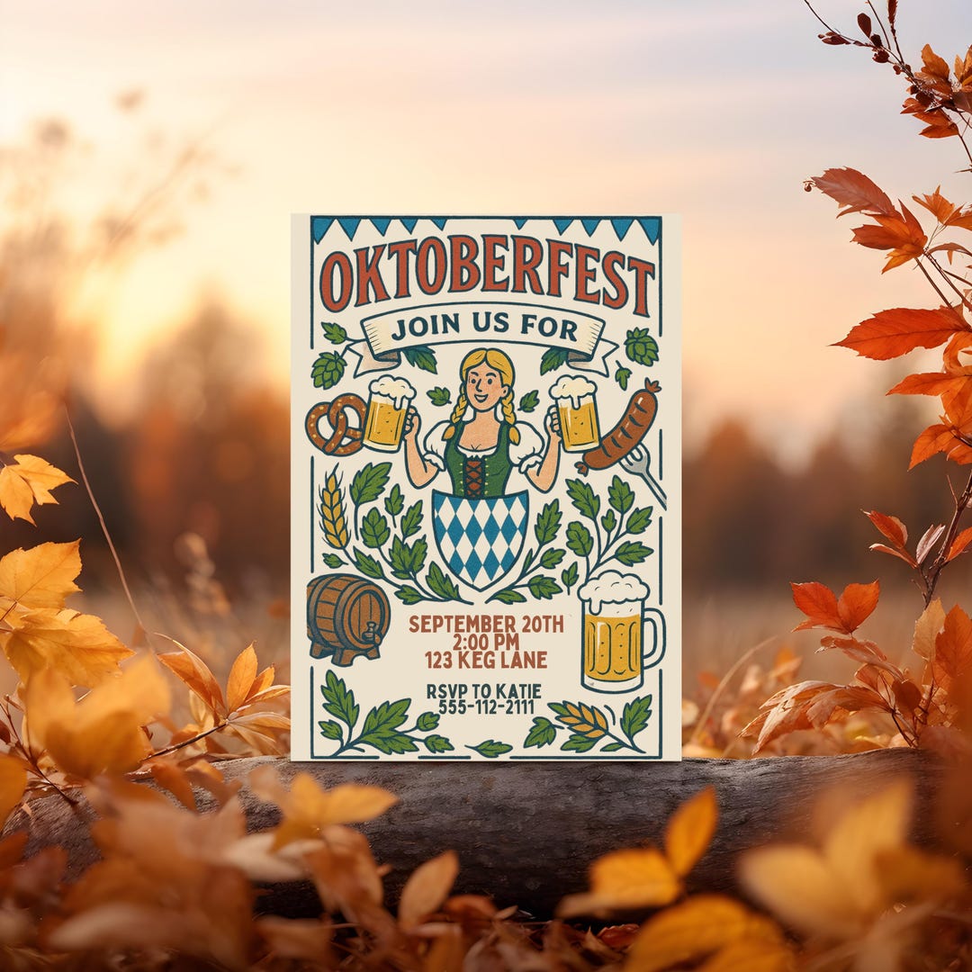 Vintage Oktoberfest Invitation, German Beer Festival Party Invite ...