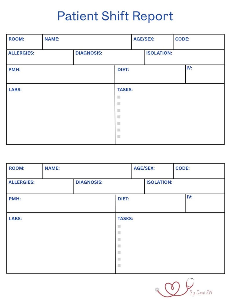 Nurse Patient Report Sheet - Etsy