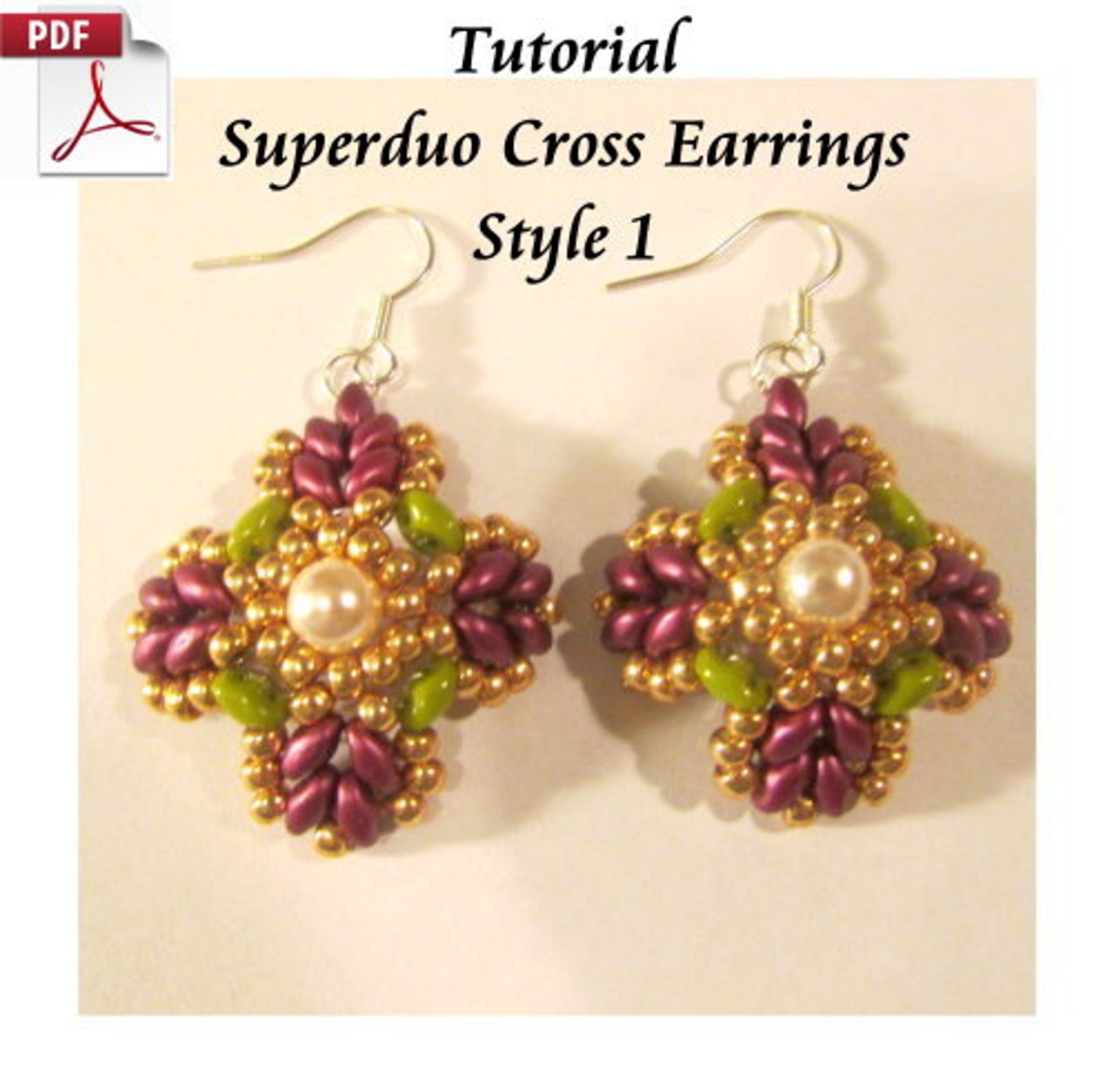 Beading Tutorial Superduo Cross Earrings (SD3B) - Etsy