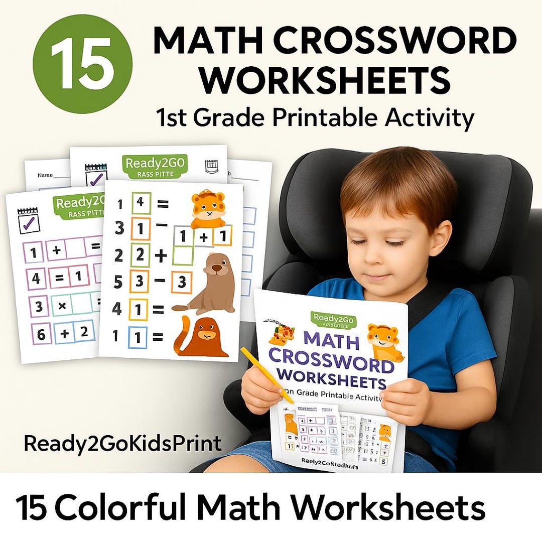 Colorful Math Crosswords for 1st Grade – Fun Printable Logic Puzzles ...
