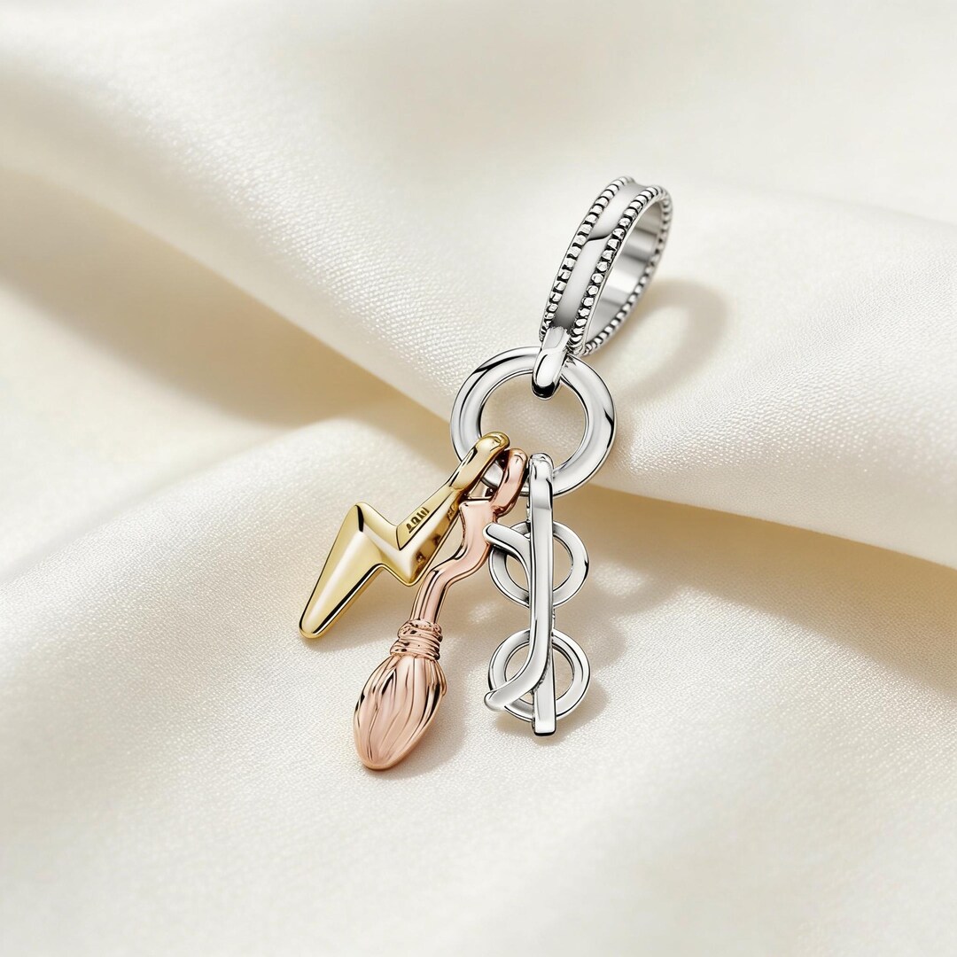 Glasses, Nimbus 2000 & Lightning Bolt Dangle Charm,925 Sterling Silver ...
