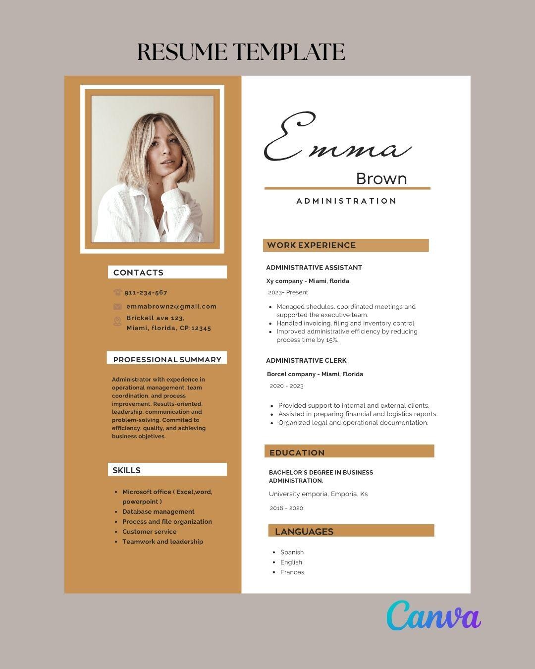 Editable Resume Template With Photo, Minimalist Resume, Simple Resume ...